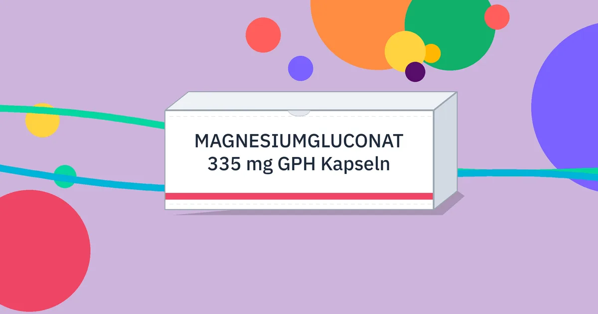 Symbolbild: Packung mit der Aufschrift MAGNESIUMGLUCONAT 335 mg GPH Kapseln (PZN 19786569) – Verfügbarkeit und Bezug in Apotheken in Frankfurt am Main