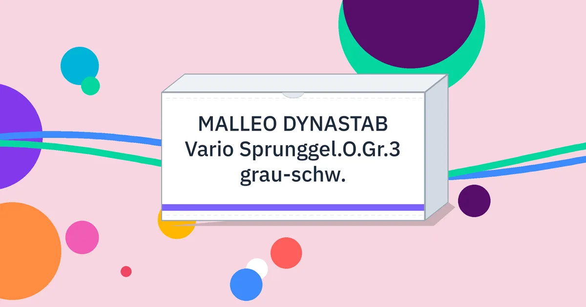 Symbolbild: Packung mit der Aufschrift MALLEO DYNASTAB Vario Sprunggel.O.Gr.3 grau-schw. (PZN 13984446) – Verfügbarkeit und Bezug in Apotheken in Frankfurt am Main