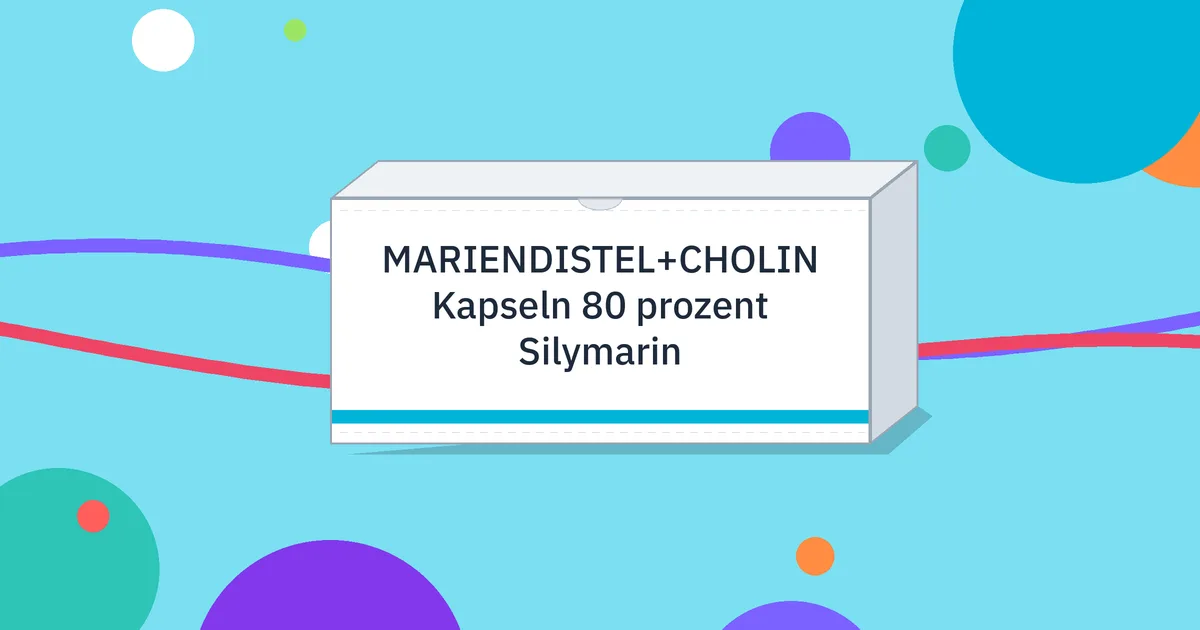Symbolbild: Packung mit der Aufschrift MARIENDISTEL+CHOLIN Kapseln 80 prozent Silymarin (PZN 16945116) – Verfügbarkeit und Bezug in Apotheken in Frankfurt am Main