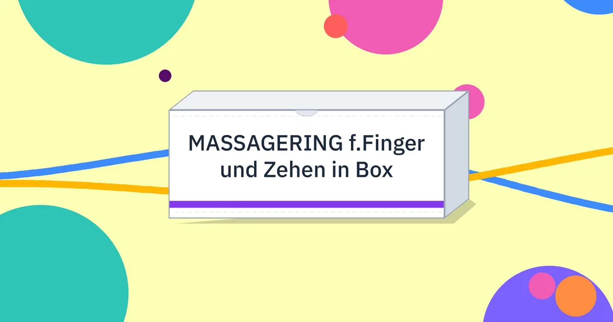Symbolbild: Packung mit der Aufschrift MASSAGERING f.Finger und Zehen in Box (PZN 14163935) – Verfügbarkeit und Bezug in Apotheken in Frankfurt am Main
