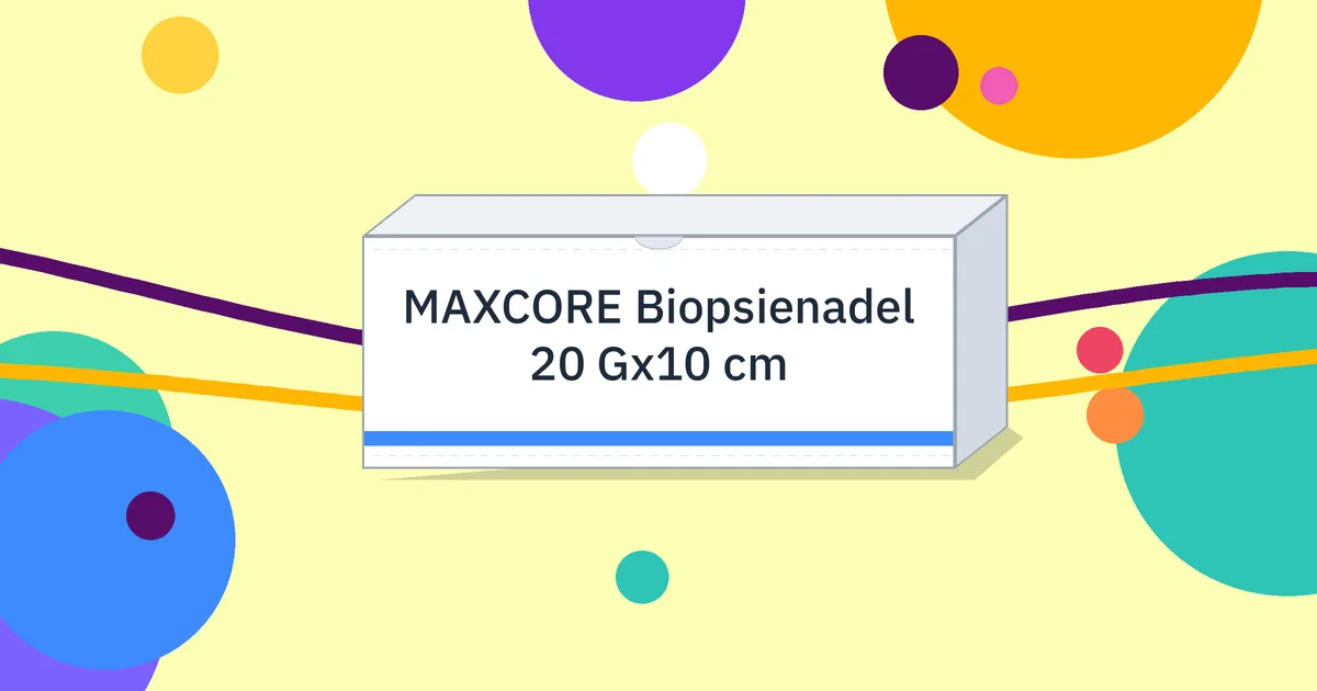Symbolbild: Packung mit der Aufschrift MAXCORE Biopsienadel 20 Gx10 cm (PZN 07780923) – Verfügbarkeit und Bezug in Apotheken in Frankfurt am Main
