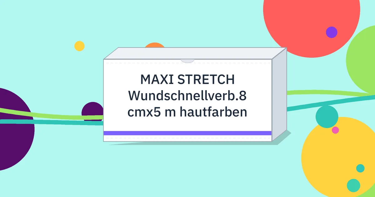 Symbolbild: Packung mit der Aufschrift MAXI STRETCH Wundschnellverb.8 cmx5 m hautfarben (PZN 20128601) – Verfügbarkeit und Bezug in Apotheken in Frankfurt am Main