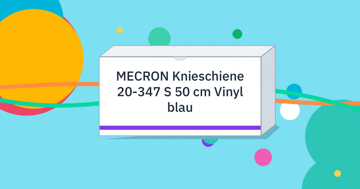 Symbolbild: Packung mit der Aufschrift MECRON Knieschiene 20-347 S 50 cm Vinyl blau (PZN 02910083) – Verfügbarkeit und Bezug in Apotheken in Frankfurt am Main