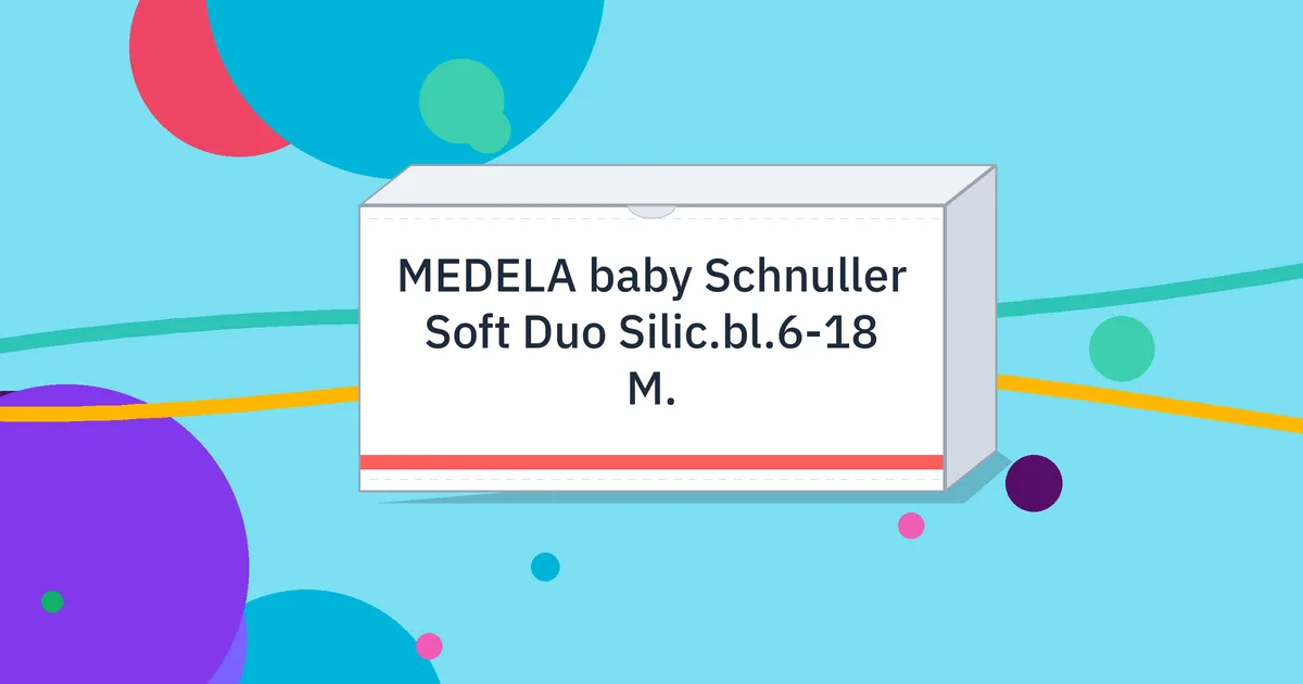 Symbolbild: Packung mit der Aufschrift MEDELA baby Schnuller Soft Duo Silic.bl.6-18 M. (PZN 17256790) – Verfügbarkeit und Bezug in Apotheken in Frankfurt am Main