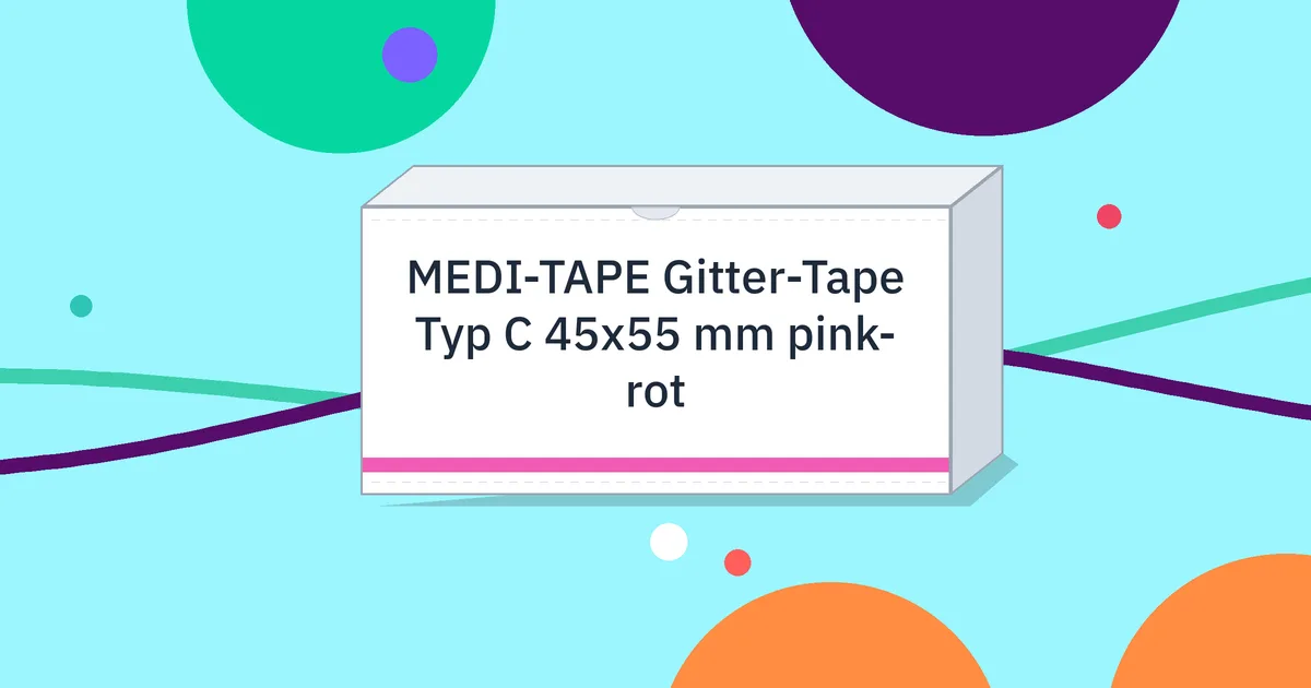 Symbolbild: Packung mit der Aufschrift MEDI-TAPE Gitter-Tape Typ C 45x55 mm pink-rot (PZN 16043164) – Verfügbarkeit und Bezug in Apotheken in Frankfurt am Main