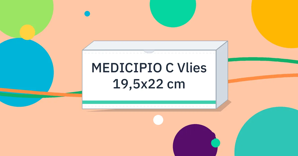 Symbolbild: Packung mit der Aufschrift MEDICIPIO C Vlies 19,5x22 cm (PZN 13591043) – Verfügbarkeit und Bezug in Apotheken in Frankfurt am Main