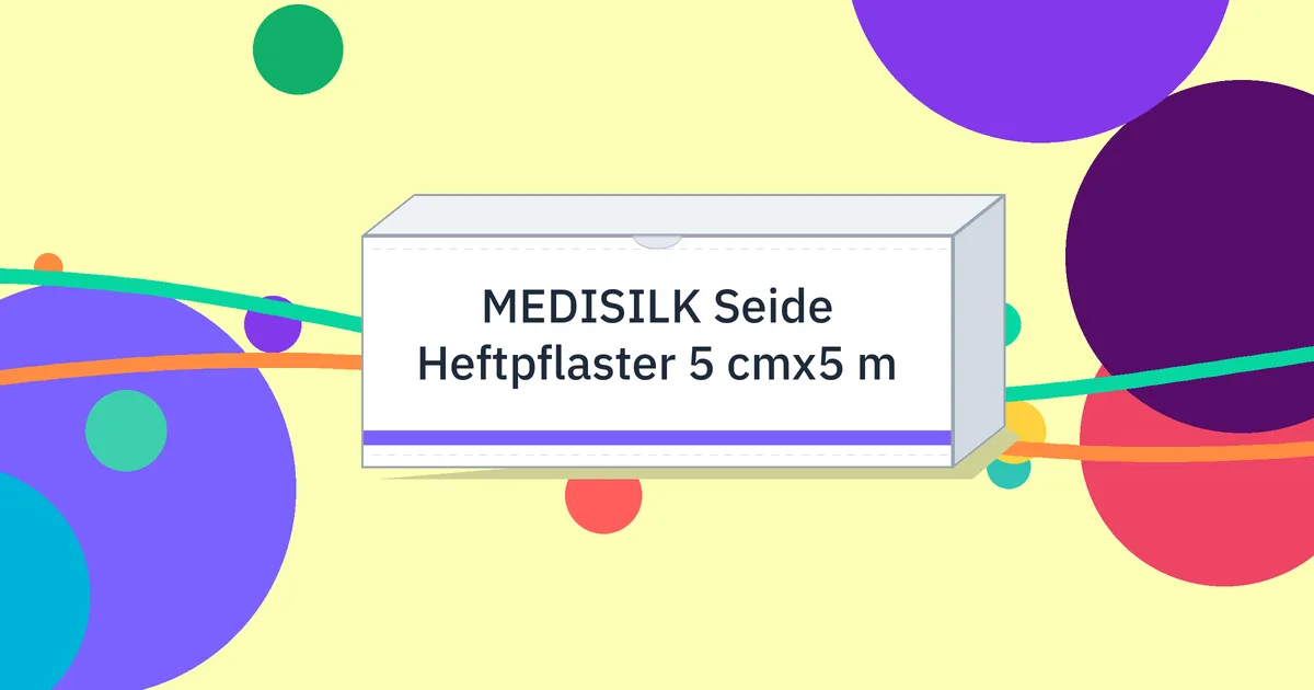 Symbolbild: Packung mit der Aufschrift MEDISILK Seide Heftpflaster 5 cmx5 m (PZN 00971896) – Verfügbarkeit und Bezug in Apotheken in Frankfurt am Main