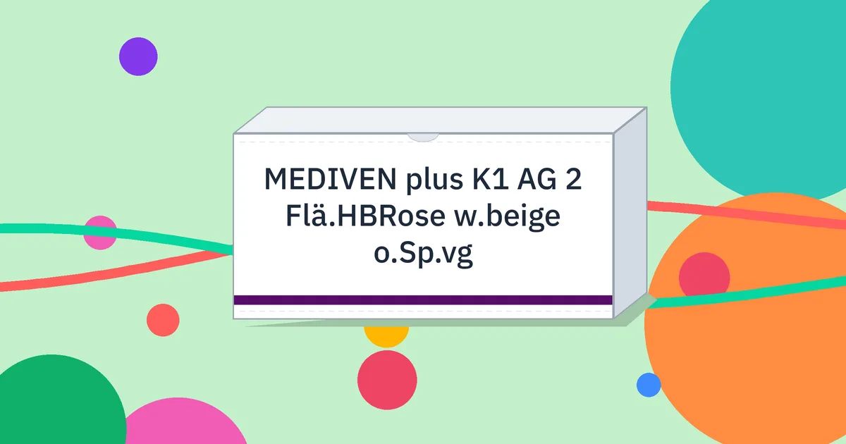 Symbolbild: Packung mit der Aufschrift MEDIVEN plus K1 AG 2 Flä.HBRose w.beige o.Sp.vg (PZN 15914295) – Verfügbarkeit und Bezug in Apotheken in Frankfurt am Main