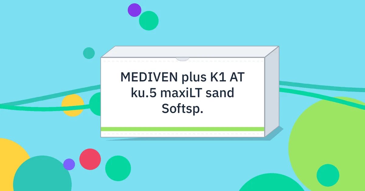 Symbolbild: Packung mit der Aufschrift MEDIVEN plus K1 AT ku.5 maxiLT sand Softsp. (PZN 18942895) – Verfügbarkeit und Bezug in Apotheken in Frankfurt am Main