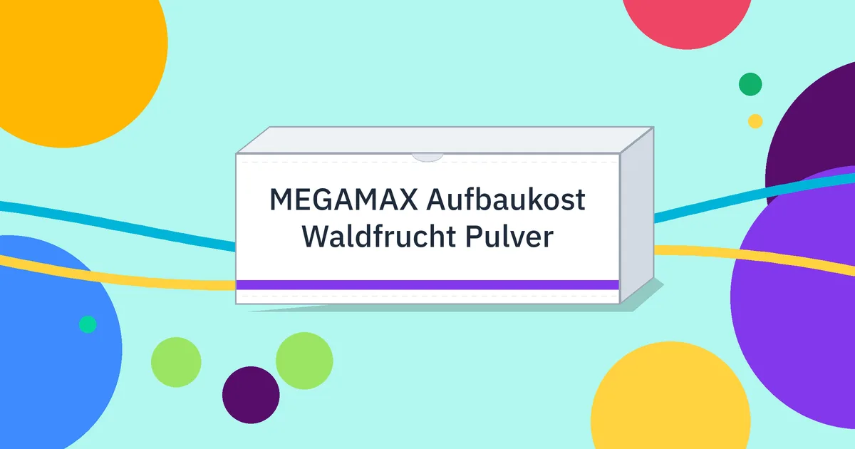 Symbolbild: Packung mit der Aufschrift MEGAMAX Aufbaukost Waldfrucht Pulver (PZN 17670584) – Verfügbarkeit und Bezug in Apotheken in Frankfurt am Main