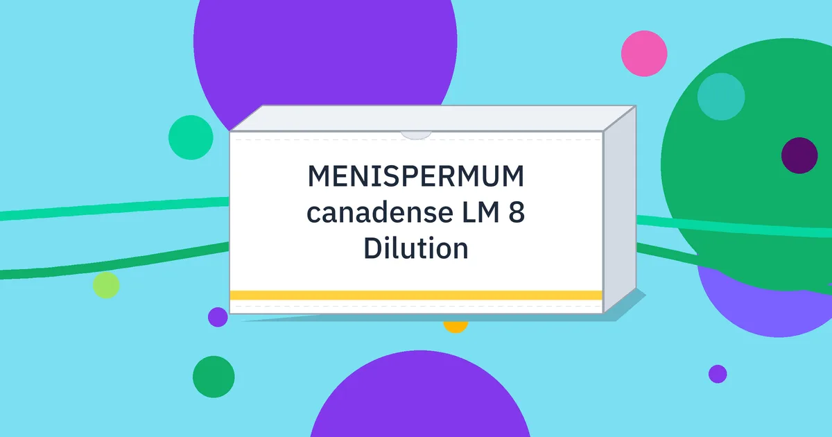 Symbolbild: Packung mit der Aufschrift MENISPERMUM canadense LM 8 Dilution (PZN 13603266) – Verfügbarkeit und Bezug in Apotheken in Frankfurt am Main
