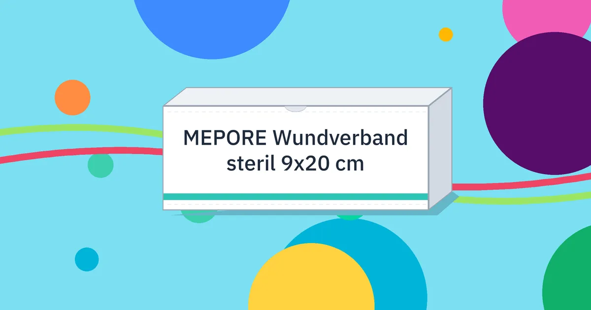 Symbolbild: Packung mit der Aufschrift MEPORE Wundverband steril 9x20 cm (PZN 11003220) – Verfügbarkeit und Bezug in Apotheken in Frankfurt am Main