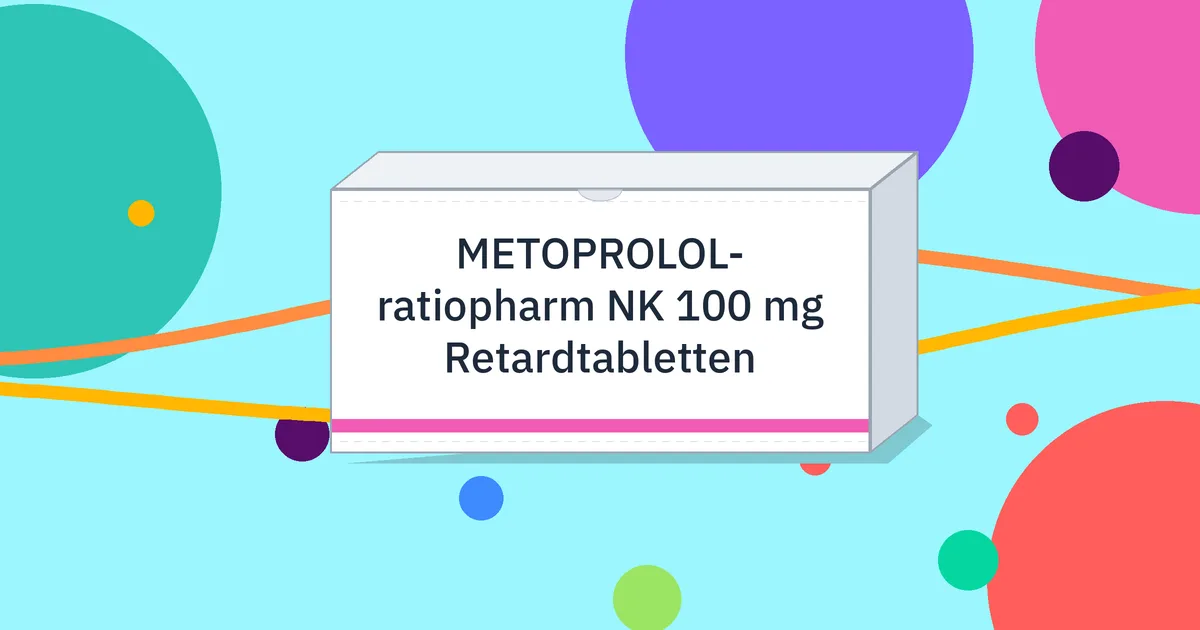 Symbolbild: Packung mit der Aufschrift METOPROLOL-ratiopharm NK 100 mg Retardtabletten (PZN 00997594) – Verfügbarkeit und Bezug in Apotheken in Frankfurt am Main