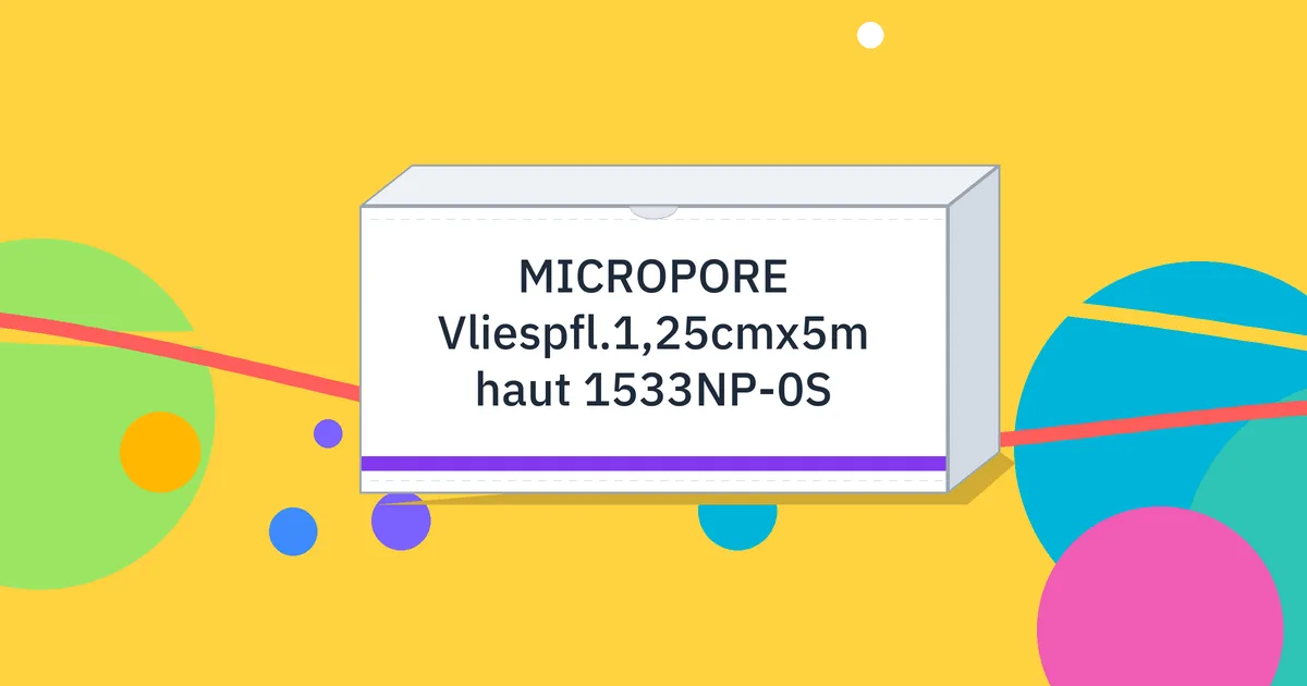 Symbolbild: Packung mit der Aufschrift MICROPORE Vliespfl.1,25cmx5m haut 1533NP-0S (PZN 12483073) – Verfügbarkeit und Bezug in Apotheken in Frankfurt am Main