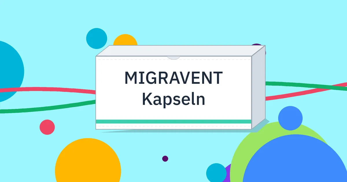 Symbolbild: Packung mit der Aufschrift MIGRAVENT Kapseln (PZN 14029438) – Verfügbarkeit und Bezug in Apotheken in Frankfurt am Main