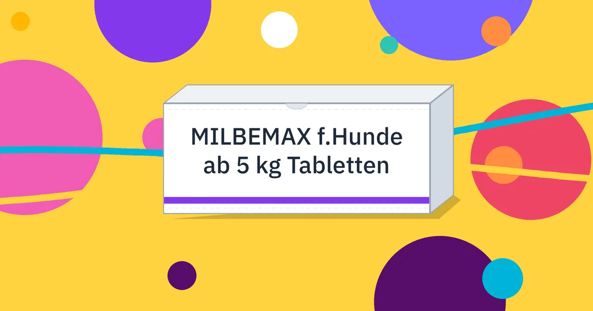 Symbolbild: Packung mit der Aufschrift MILBEMAX f.Hunde ab 5 kg Tabletten (PZN 01330797) – Verfügbarkeit und Bezug in Apotheken in Frankfurt am Main