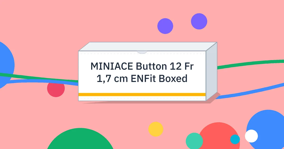 Symbolbild: Packung mit der Aufschrift MINIACE Button 12 Fr 1,7 cm ENFit Boxed (PZN 16953469) – Verfügbarkeit und Bezug in Apotheken in Frankfurt am Main