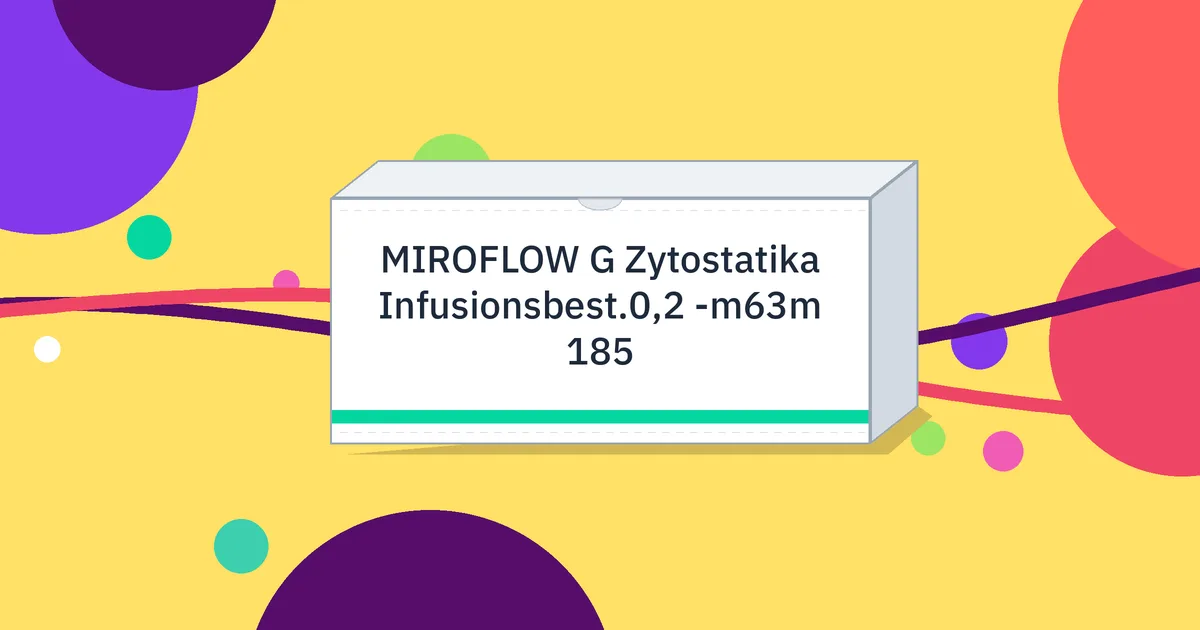 Symbolbild: Packung mit der Aufschrift MIROFLOW G Zytostatika Infusionsbest.0,2 -m63m 185 (PZN 02350454) – Verfügbarkeit und Bezug in Apotheken in Frankfurt am Main