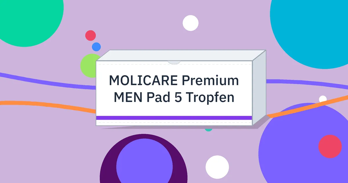 Symbolbild: Packung mit der Aufschrift MOLICARE Premium MEN Pad 5 Tropfen (PZN 14029243) – Verfügbarkeit und Bezug in Apotheken in Frankfurt am Main