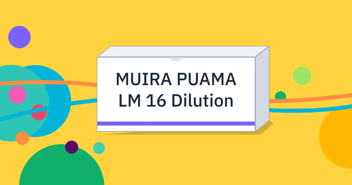 Symbolbild: Packung mit der Aufschrift MUIRA PUAMA LM 16 Dilution (PZN 13611254) – Verfügbarkeit und Bezug in Apotheken in Frankfurt am Main