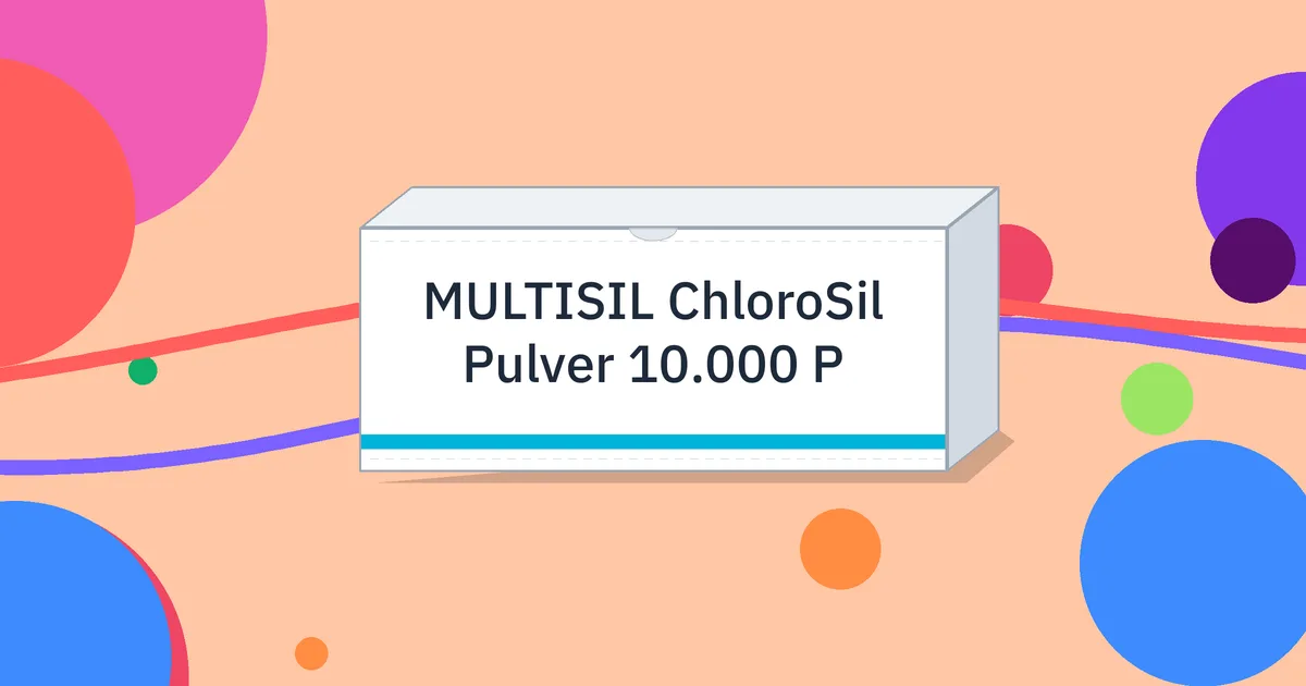 Symbolbild: Packung mit der Aufschrift MULTISIL ChloroSil Pulver 10.000 P (PZN 15396802) – Verfügbarkeit und Bezug in Apotheken in Frankfurt am Main