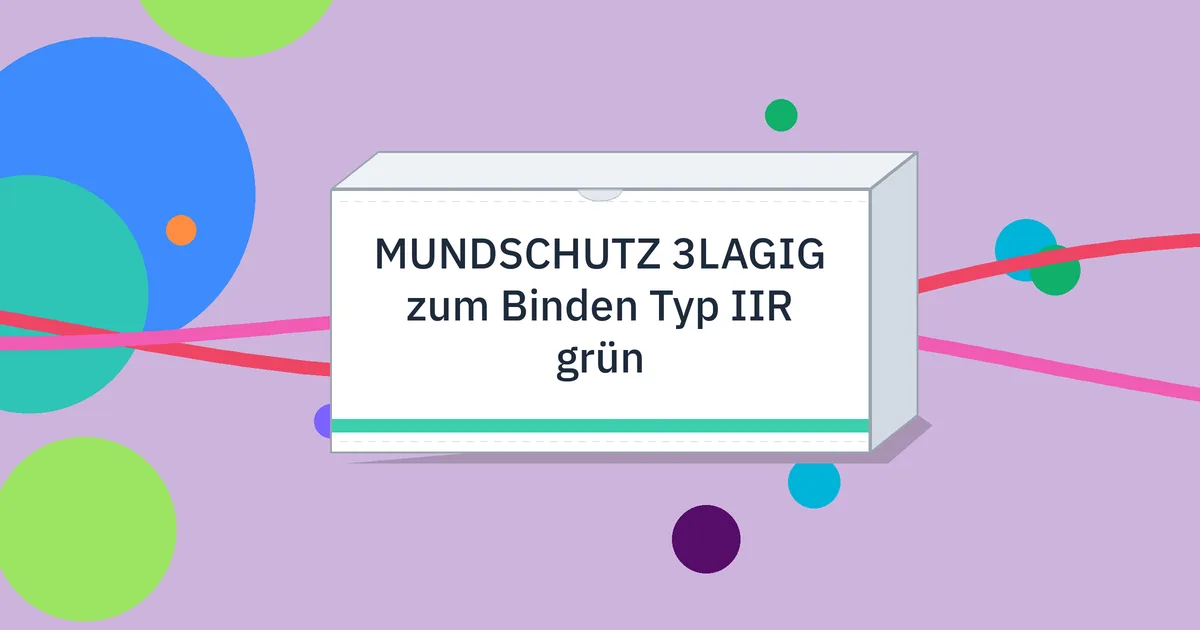 Symbolbild: Packung mit der Aufschrift MUNDSCHUTZ 3LAGIG zum Binden Typ IIR grün (PZN 17903491) – Verfügbarkeit und Bezug in Apotheken in Frankfurt am Main