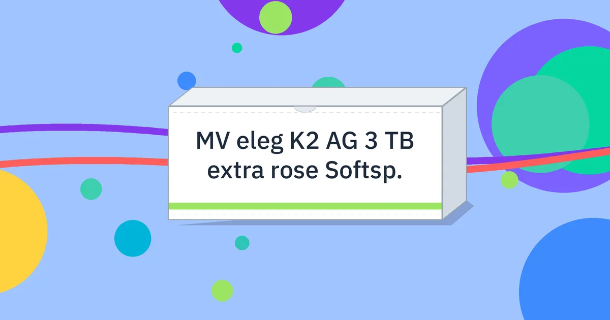 Symbolbild: Packung mit der Aufschrift MV eleg K2 AG 3 TB extra rose Softsp. (PZN 14699311) – Verfügbarkeit und Bezug in Apotheken in Frankfurt am Main