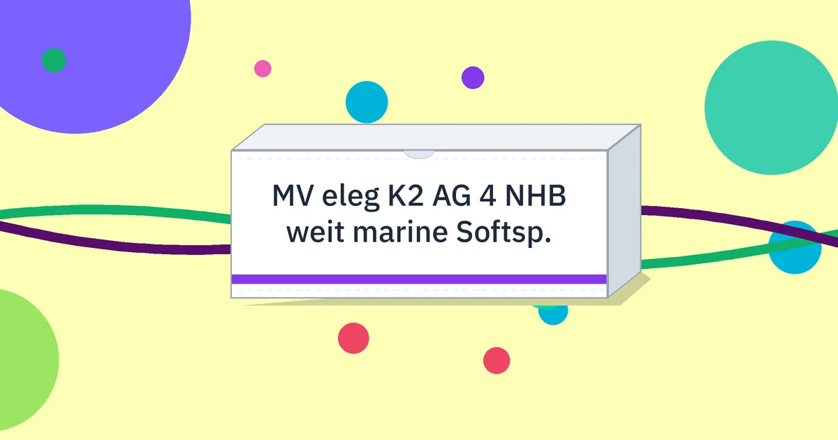 Symbolbild: Packung mit der Aufschrift MV eleg K2 AG 4 NHB weit marine Softsp. (PZN 15729646) – Verfügbarkeit und Bezug in Apotheken in Frankfurt am Main
