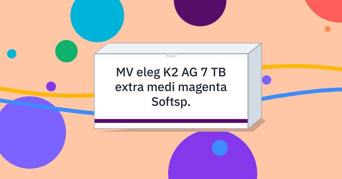 Symbolbild: Packung mit der Aufschrift MV eleg K2 AG 7 TB extra medi magenta Softsp. (PZN 14640619) – Verfügbarkeit und Bezug in Apotheken in Frankfurt am Main