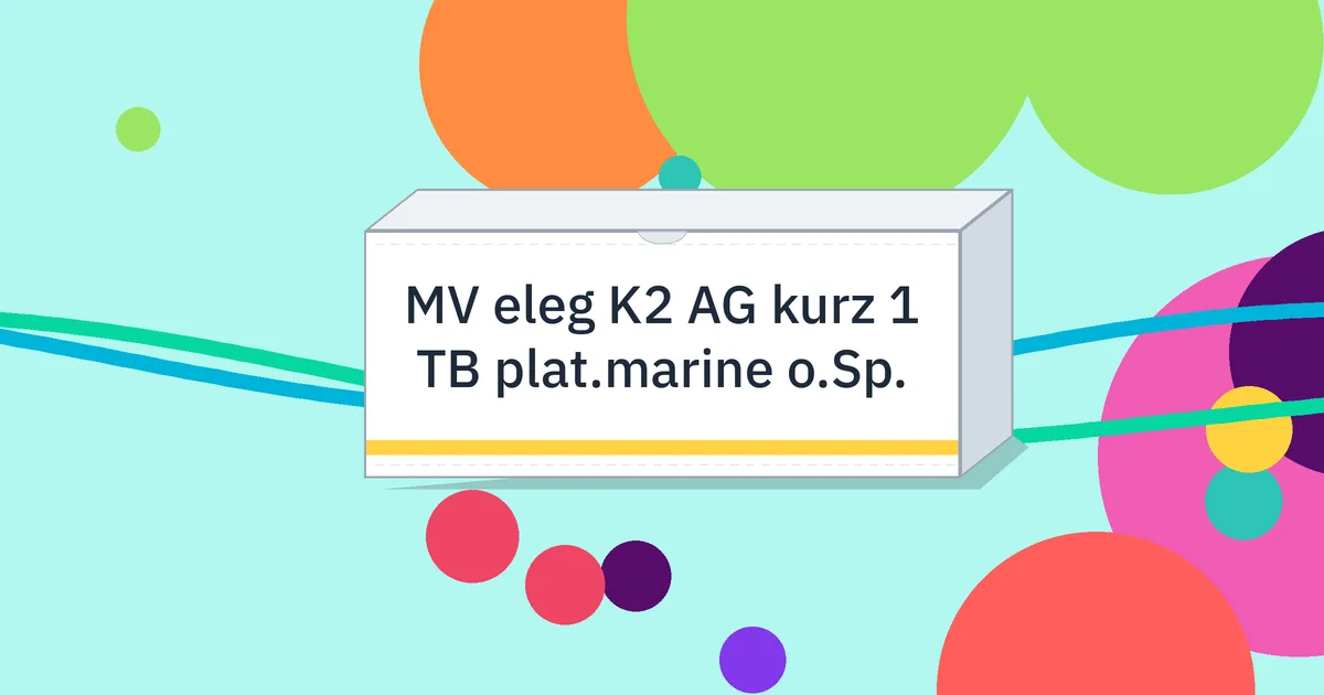 Symbolbild: Packung mit der Aufschrift MV eleg K2 AG kurz 1 TB plat.marine o.Sp. (PZN 14604687) – Verfügbarkeit und Bezug in Apotheken in Frankfurt am Main