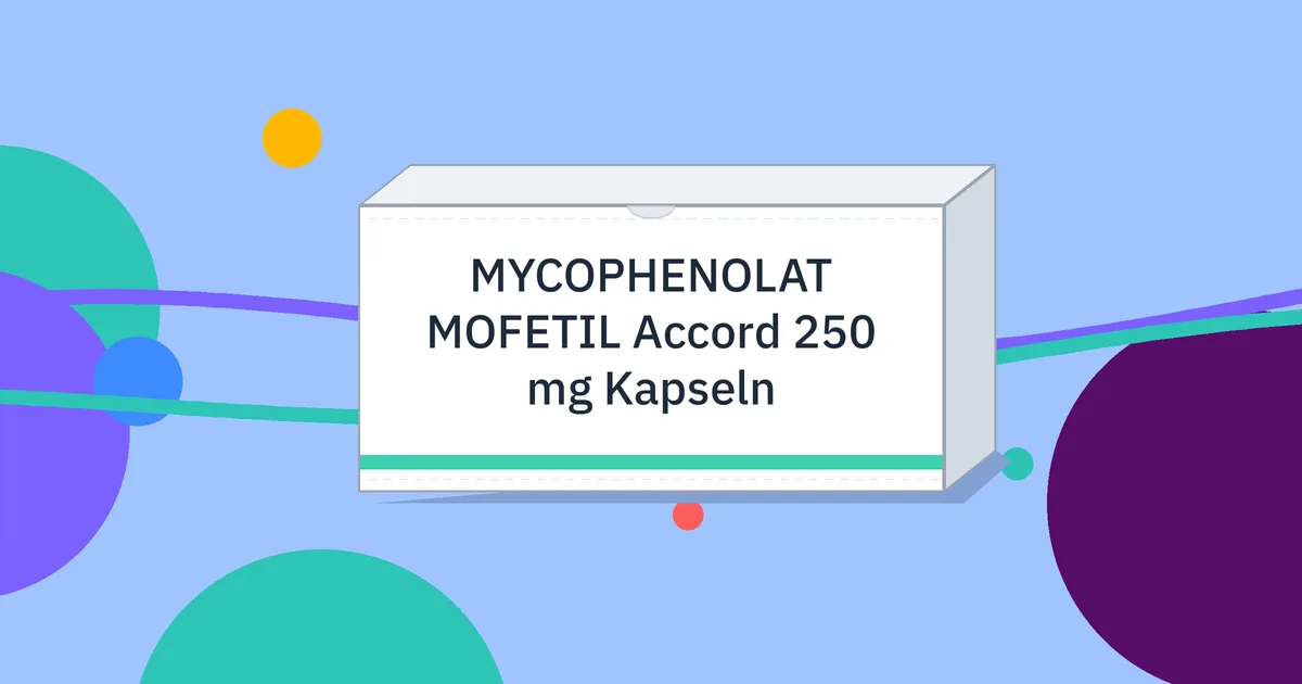 Symbolbild: Packung mit der Aufschrift MYCOPHENOLAT MOFETIL Accord 250 mg Kapseln (PZN 11157006) – Verfügbarkeit und Bezug in Apotheken in Frankfurt am Main