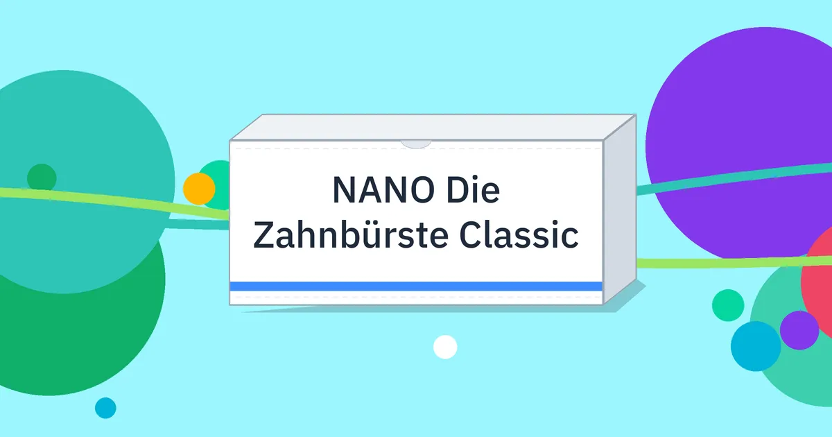 Symbolbild: Packung mit der Aufschrift NANO Die Zahnbürste Classic (PZN 19293217) – Verfügbarkeit und Bezug in Apotheken in Frankfurt am Main