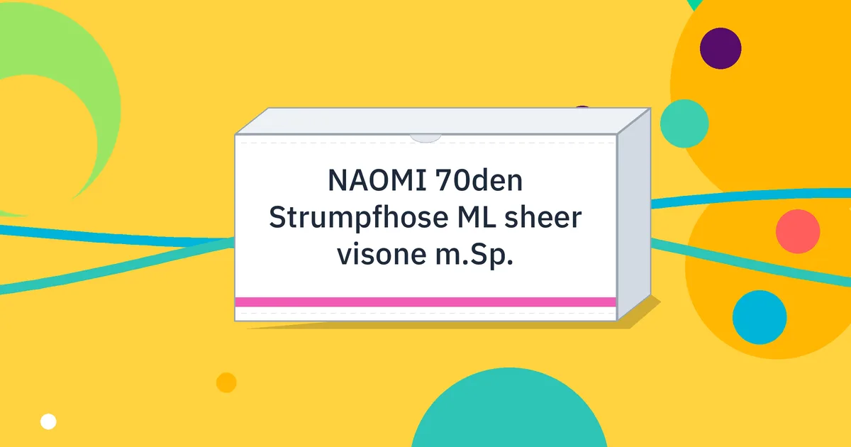 Symbolbild: Packung mit der Aufschrift NAOMI 70den Strumpfhose ML sheer visone m.Sp. (PZN 16179567) – Verfügbarkeit und Bezug in Apotheken in Frankfurt am Main