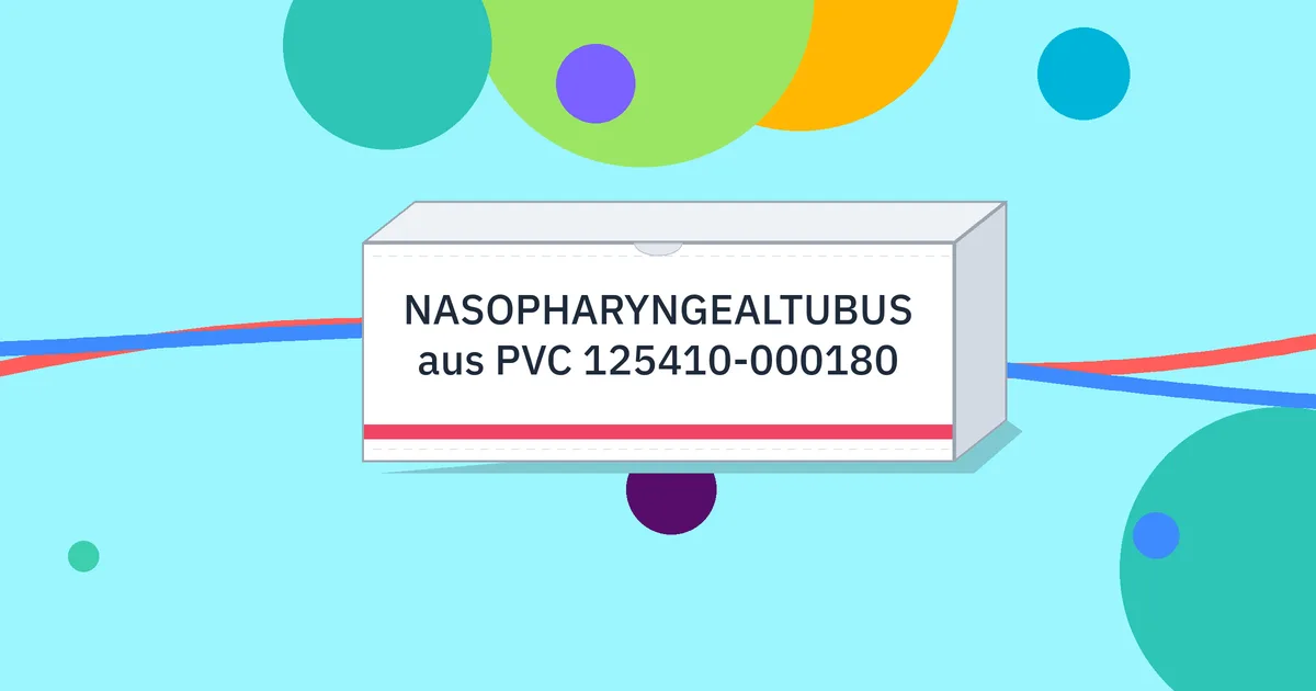 Symbolbild: Packung mit der Aufschrift NASOPHARYNGEALTUBUS aus PVC 125410-000180 (PZN 05031057) – Verfügbarkeit und Bezug in Apotheken in Frankfurt am Main