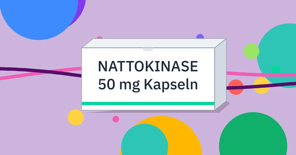 Symbolbild: Packung mit der Aufschrift NATTOKINASE 50 mg Kapseln (PZN 11888589) – Verfügbarkeit und Bezug in Apotheken in Frankfurt am Main