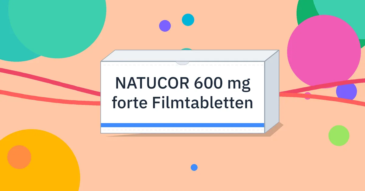 Symbolbild: Packung mit der Aufschrift NATUCOR 600 mg forte Filmtabletten (PZN 04165293) – Verfügbarkeit und Bezug in Apotheken in Frankfurt am Main