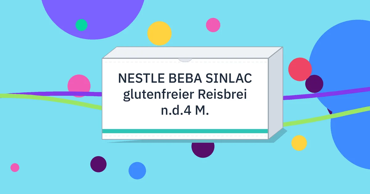 Symbolbild: Packung mit der Aufschrift NESTLE BEBA SINLAC glutenfreier Reisbrei n.d.4 M. (PZN 15579299) – Verfügbarkeit und Bezug in Apotheken in Frankfurt am Main