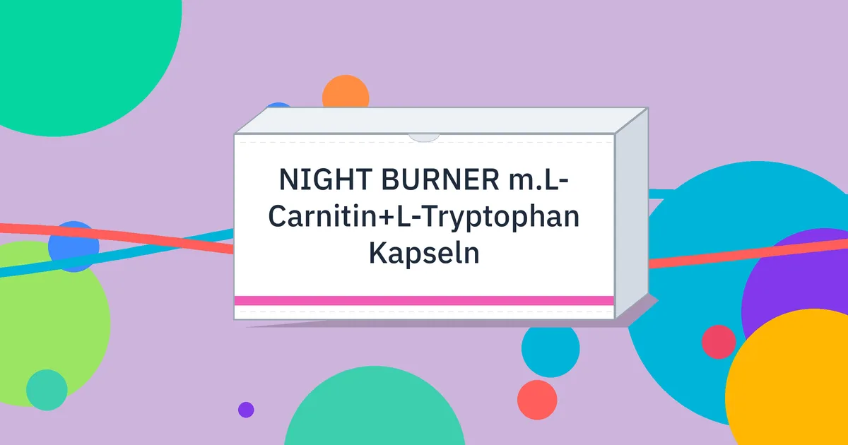 Symbolbild: Packung mit der Aufschrift NIGHT BURNER m.L-Carnitin+L-Tryptophan Kapseln (PZN 18362011) – Verfügbarkeit und Bezug in Apotheken in Frankfurt am Main