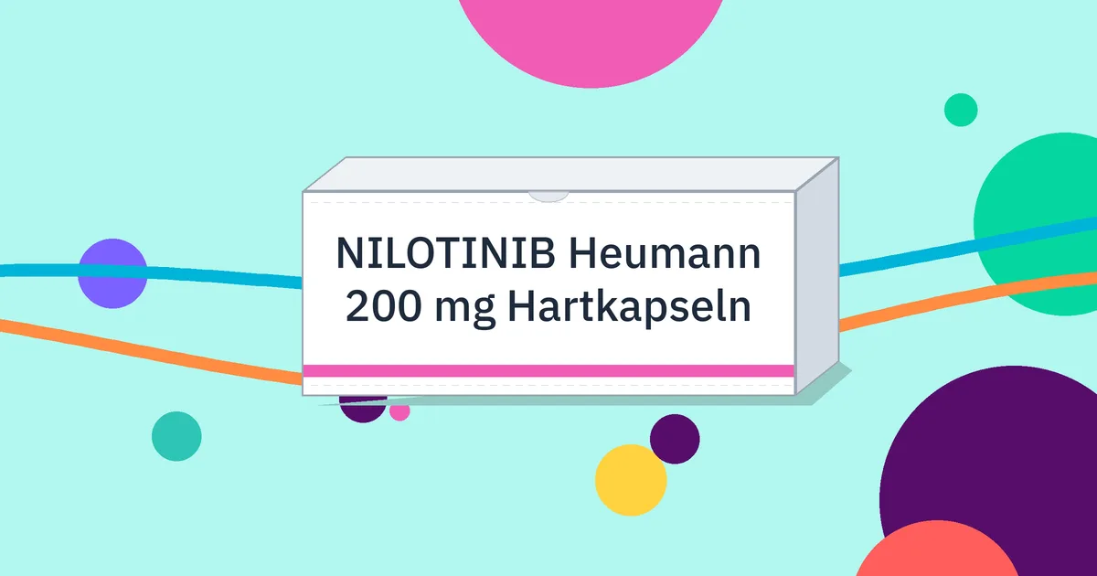 Symbolbild: Packung mit der Aufschrift NILOTINIB Heumann 200 mg Hartkapseln (PZN 19727420) – Verfügbarkeit und Bezug in Apotheken in Frankfurt am Main
