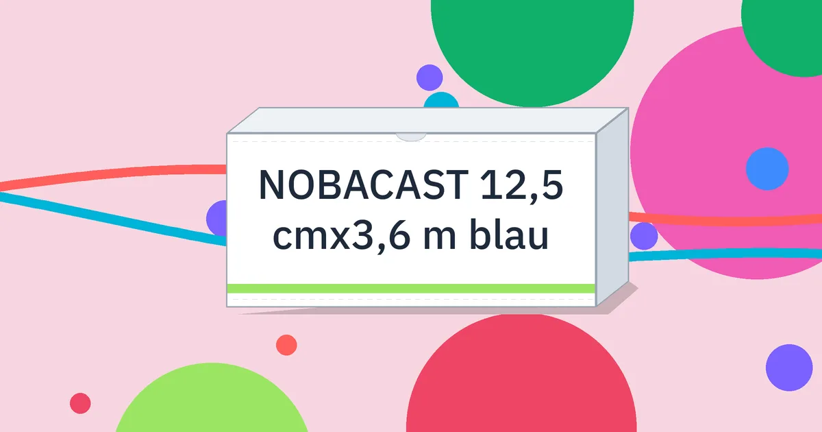Symbolbild: Packung mit der Aufschrift NOBACAST 12,5 cmx3,6 m blau (PZN 16027538) – Verfügbarkeit und Bezug in Apotheken in Frankfurt am Main