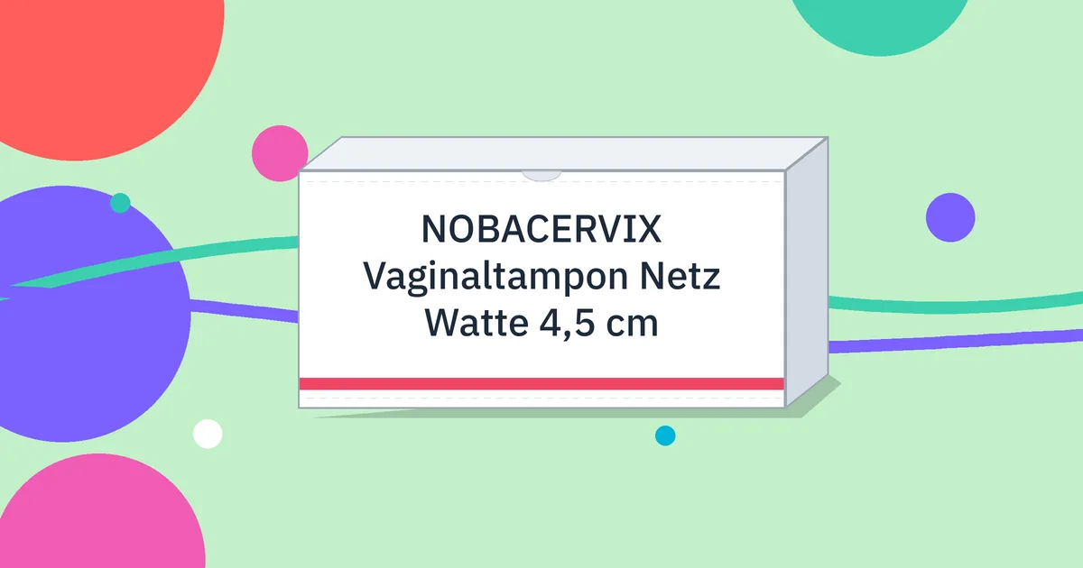 Symbolbild: Packung mit der Aufschrift NOBACERVIX Vaginaltampon Netz Watte 4,5 cm (PZN 07349987) – Verfügbarkeit und Bezug in Apotheken in Frankfurt am Main