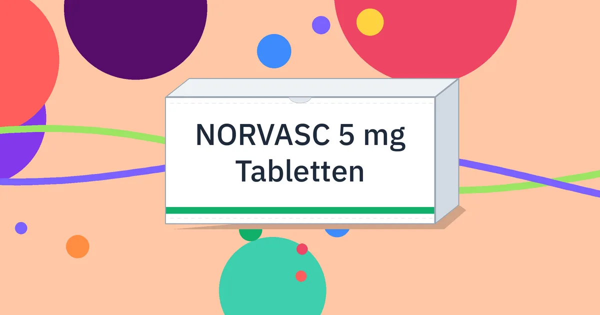 Symbolbild: Packung mit der Aufschrift NORVASC 5 mg Tabletten (PZN 17585594) – Verfügbarkeit und Bezug in Apotheken in Frankfurt am Main
