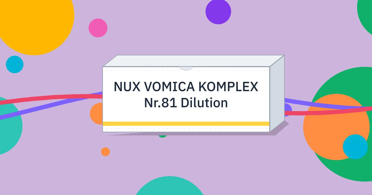Symbolbild: Packung mit der Aufschrift NUX VOMICA KOMPLEX Nr.81 Dilution (PZN 00736238) – Verfügbarkeit und Bezug in Apotheken in Frankfurt am Main