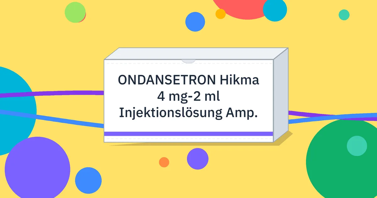 Symbolbild: Packung mit der Aufschrift ONDANSETRON Hikma 4 mg-2 ml Injektionslösung Amp. (PZN 00832568) – Verfügbarkeit und Bezug in Apotheken in Frankfurt am Main