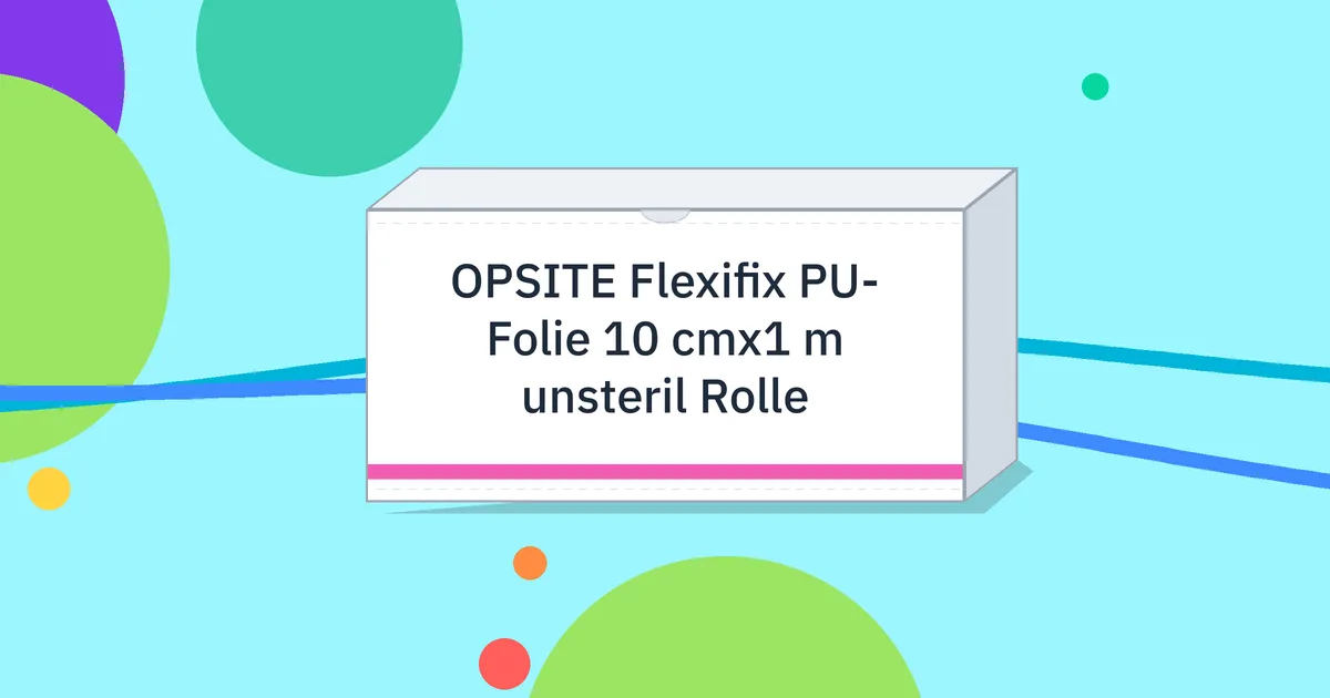 Symbolbild: Packung mit der Aufschrift OPSITE Flexifix PU-Folie 10 cmx1 m unsteril Rolle (PZN 00680331) – Verfügbarkeit und Bezug in Apotheken in Frankfurt am Main