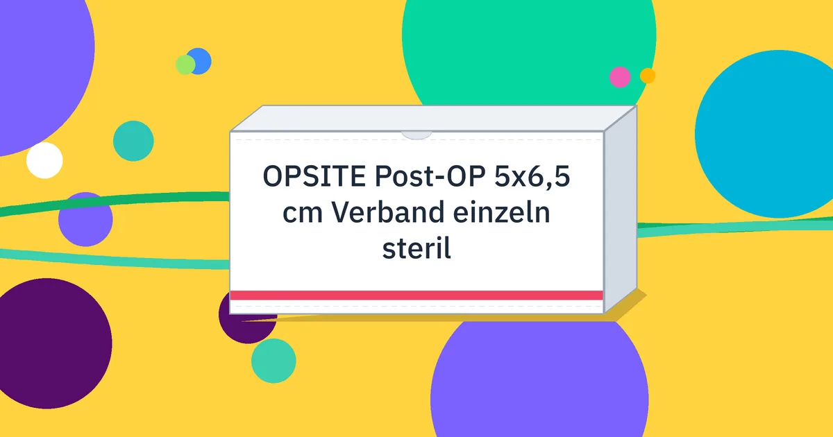Symbolbild: Packung mit der Aufschrift OPSITE Post-OP 5x6,5 cm Verband einzeln steril (PZN 16150606) – Verfügbarkeit und Bezug in Apotheken in Frankfurt am Main