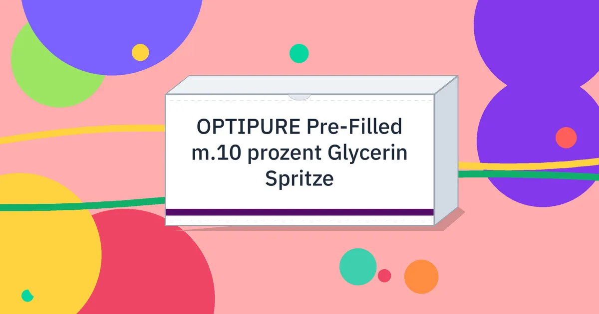 Symbolbild: Packung mit der Aufschrift OPTIPURE Pre-Filled m.10 prozent Glycerin Spritze (PZN 20612886) – Verfügbarkeit und Bezug in Apotheken in Frankfurt am Main