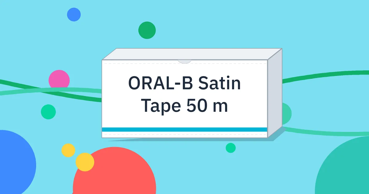 Symbolbild: Packung mit der Aufschrift ORAL-B Satin Tape 50 m (PZN 20613213) – Verfügbarkeit und Bezug in Apotheken in Frankfurt am Main