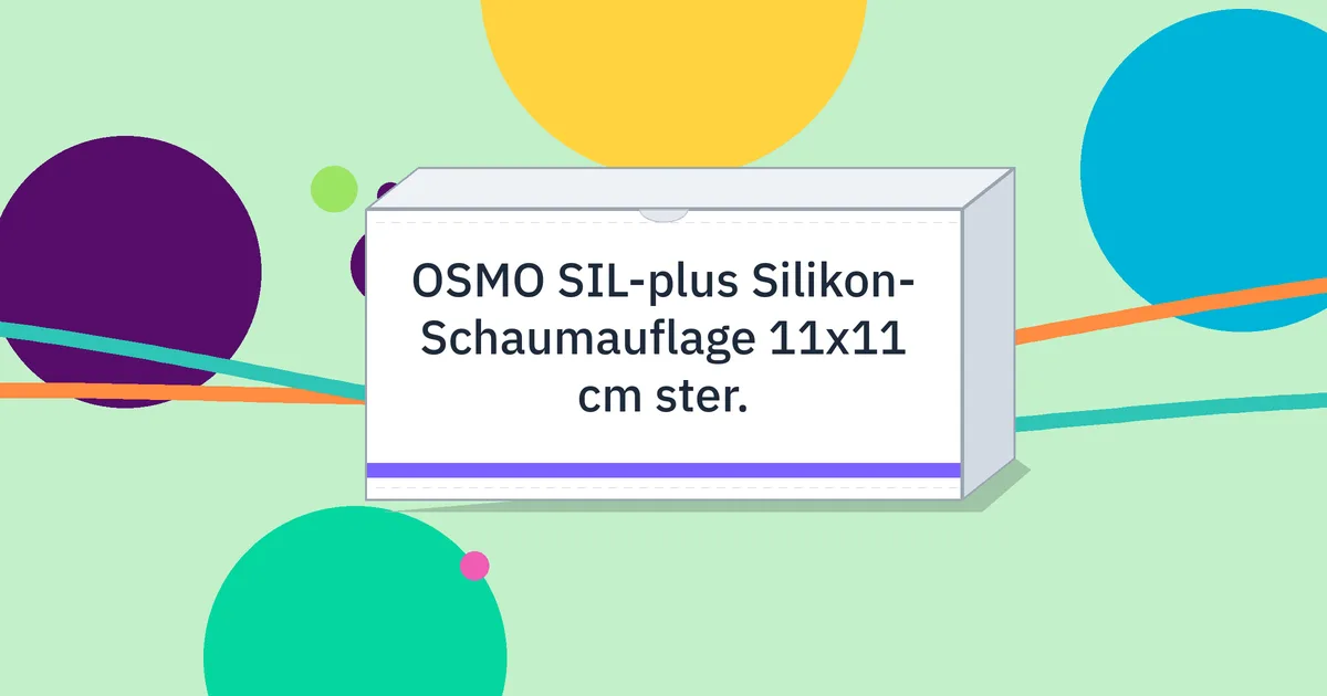 Symbolbild: Packung mit der Aufschrift OSMO SIL-plus Silikon-Schaumauflage 11x11 cm ster. (PZN 11896979) – Verfügbarkeit und Bezug in Apotheken in Frankfurt am Main