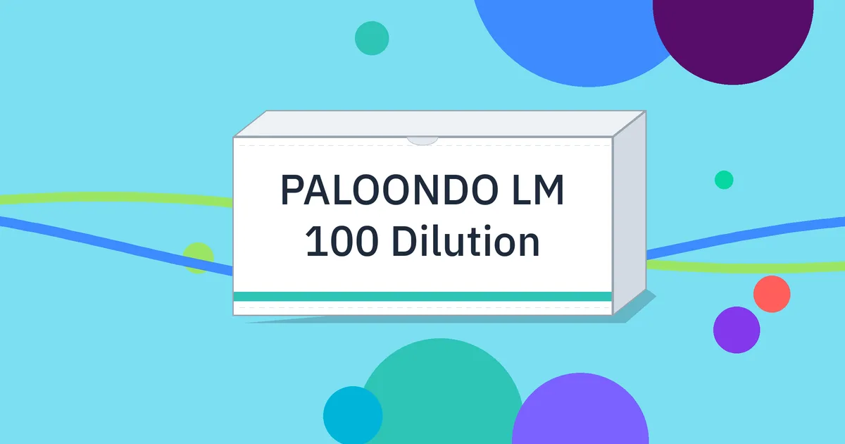 Symbolbild: Packung mit der Aufschrift PALOONDO LM 100 Dilution (PZN 13630636) – Verfügbarkeit und Bezug in Apotheken in Frankfurt am Main